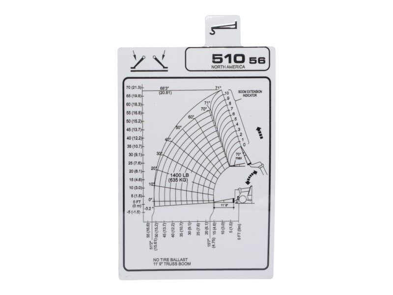 70047069 Decal, Load Chart for JLG Equipment | BHE Lift Parts